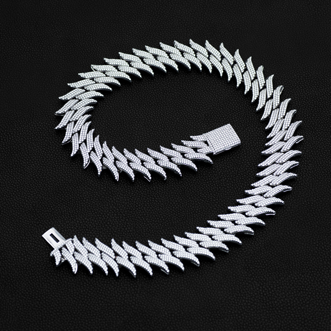 Spiked Cuban Link Chain (30mm) in White Gold – DRMD JEWELRY