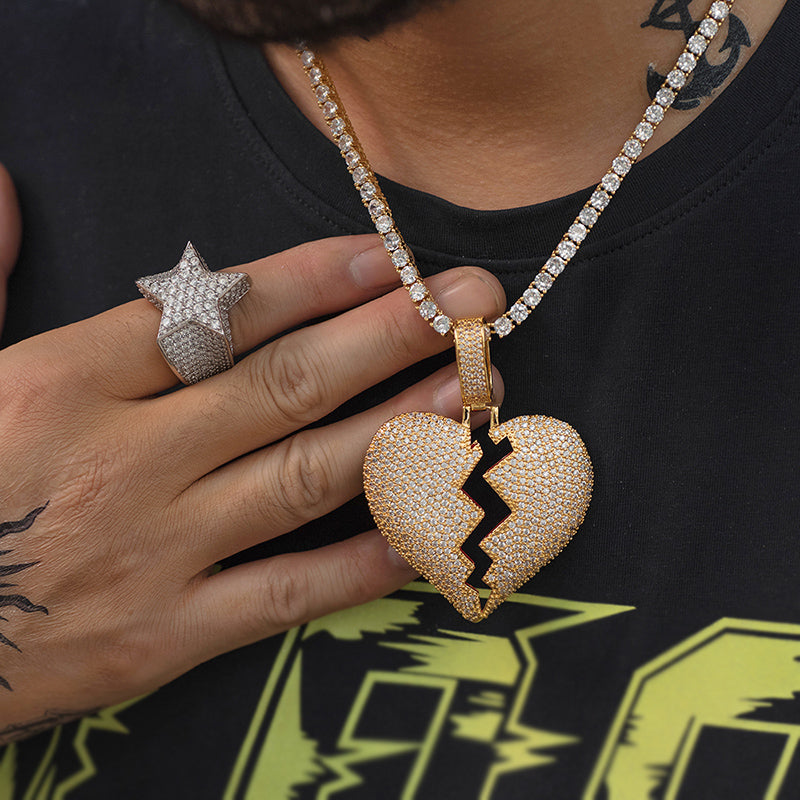 Iced Out Broken Heart Necklaces – DRMD JEWELRY