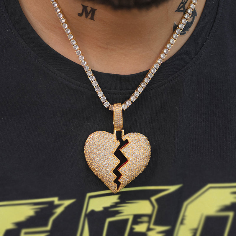 Iced Out Broken Heart Necklaces – DRMD JEWELRY