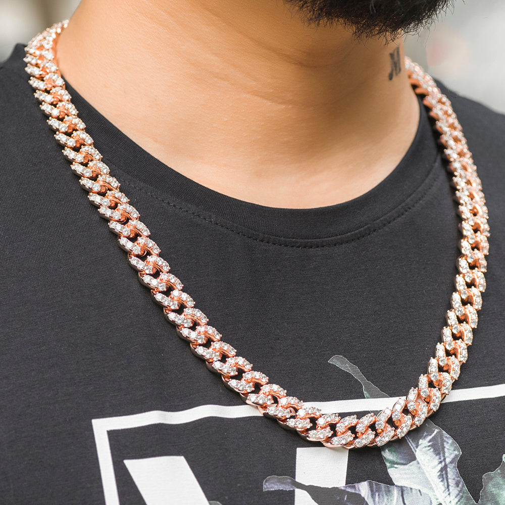 Large Stone Diamond Cuban Link Chain (10mm) in Rose Gold – DRMD JEWELRY