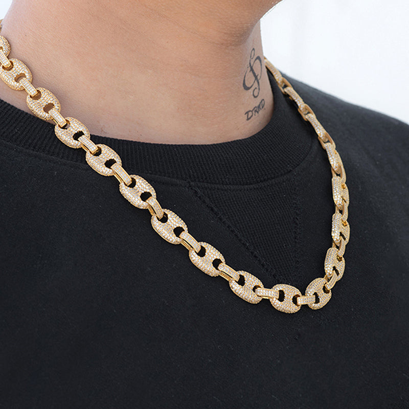 12mm Diamond Link Chain in Yellow Gold – DRMD JEWELRY